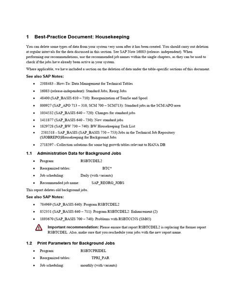 Best Practice Document For Housekeeping In Sap Pdf Customer Relationship Management Databases
