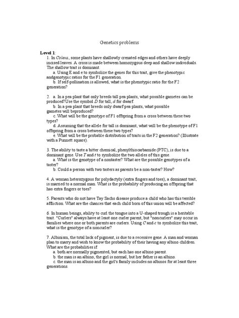 Genetics Problems 2 Pdf Dominance Genetics Genotype