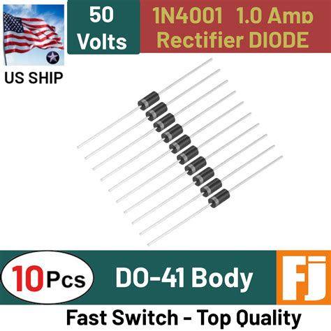 10x 1n4001 Diode 1a 50v Rectifier Do 41 Fast Switch In4001