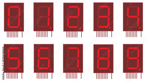 Vector Image Of Digits From Zero To Nine On The Screen Of A Single