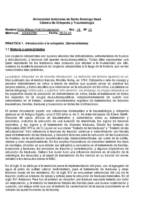 Dolis Feliz Practica 11 Historia Y Semiologia En Ortopedia