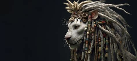 Premium Ai Image Lion With Dreadlocks And Jewelry