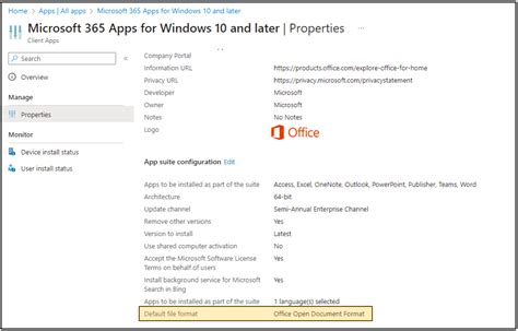 opendocument format set as default file extension when saving office
