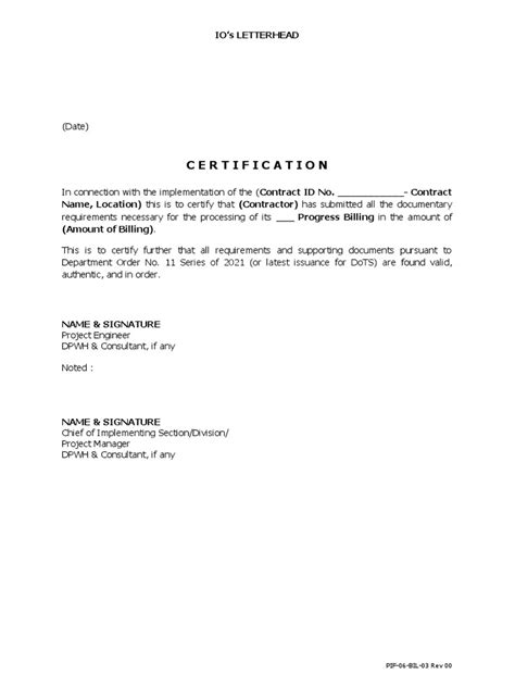 Pif 06 Bil 03 Billing Certificate Pdf