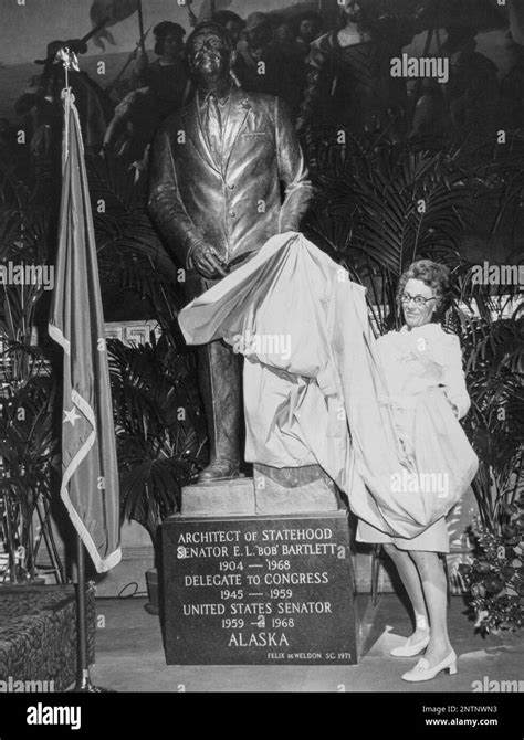 Lady Unveiling The Bronze Statue Of Former Sen Bob Bartlett D Alaska In 1971 Photo By Keith