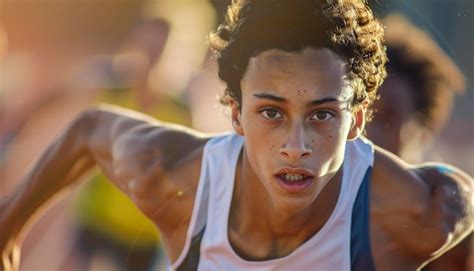 Premium Photo Dynamic Shot Of A Teenage Boy Running Fast On A Track Field