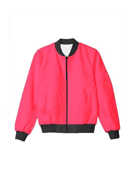 Pink Plain Bomber Jacket Jacket Hub