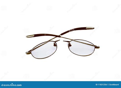 Broken Eye Glasses Isolated On White Background Black Celluloid Frame