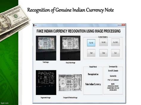 Paper Currency Recognigation With Counterfeit Detection Using Image Processing Ppt