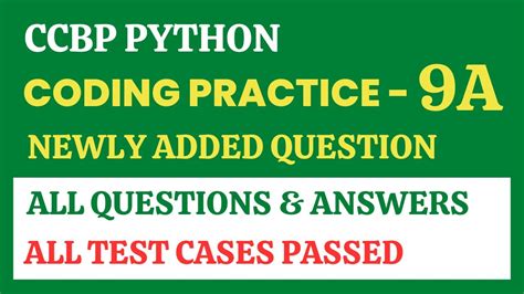 Coding Practice 9a Python Ccbp 40 Newly Added Questions Youtube