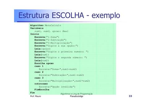 algoritmos e lp parte3 pseudocódigo