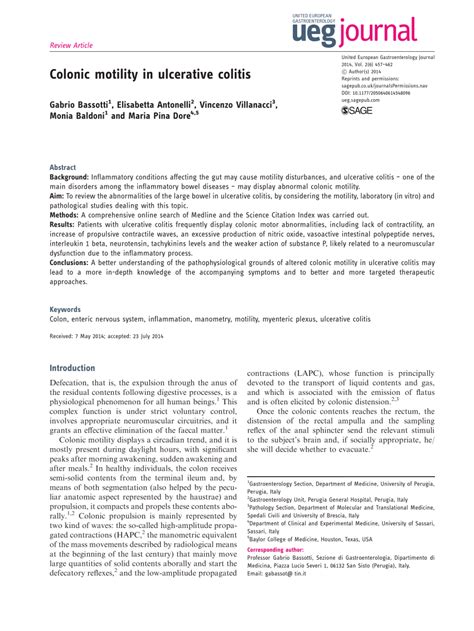 Pdf Colonic Motility In Ulcerative Colitis