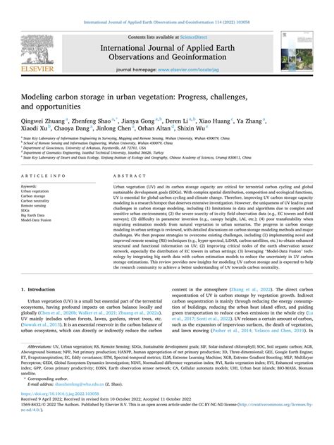 Pdf Modeling Carbon Storage In Urban Vegetation Progress Challenges