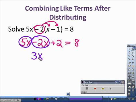 3.2 Solving Equations Using the Distributive Property and Combining Like Terms.avi - YouTube