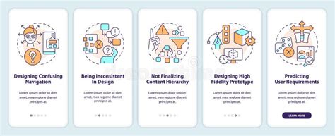 User Experience Design Top Mistakes Onboarding Mobile App Screen Stock