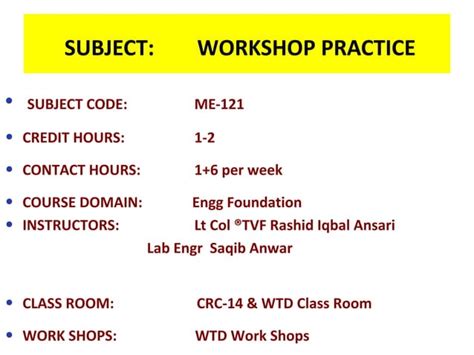 Fitting And Assembling Workshop Ppt