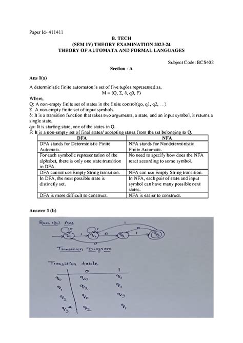 tafl 2023 24 paper solution paper id 411411 b tech sem iv theory