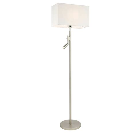 Issey Rectangular Shade Floor Lamp With Led Reading Spotlight Matt