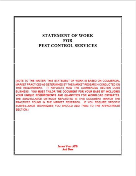 Pest Control Sow Pest Control Services Pest Control Statement Of Work