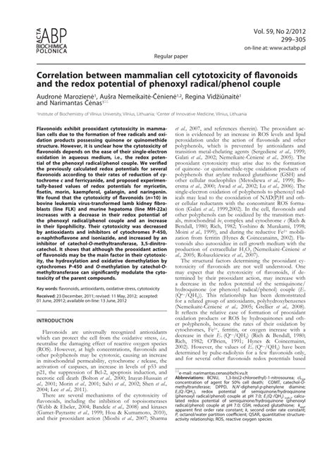 Pdf Correlation Between Mammalian Cell Cytotoxicity Of Flavonoids And