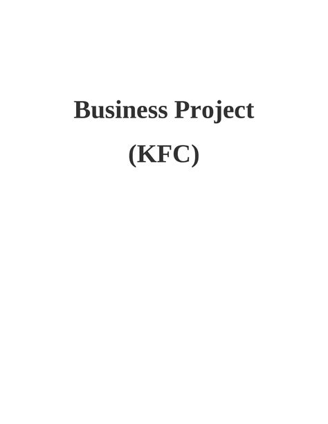 Kfc Business Project Strategy And Analysis Report