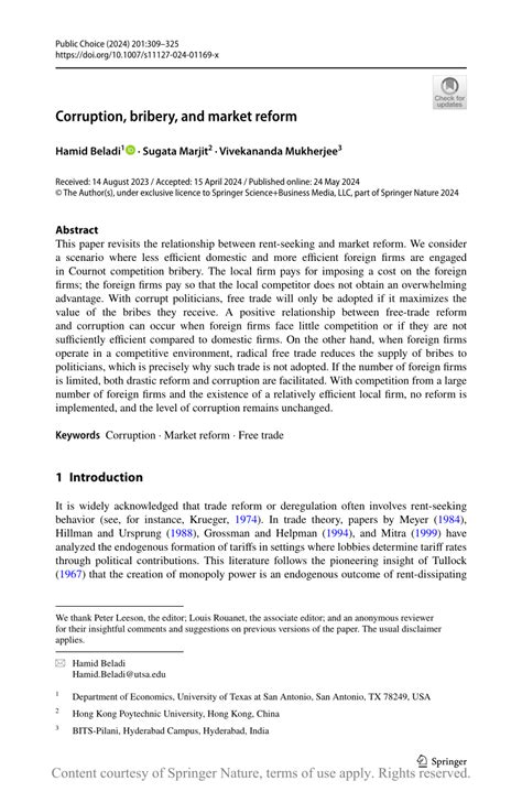 Corruption Bribery And Market Reform Request Pdf