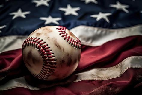 Premium Photo Baseball And American Flag Image On A Field In The Style Of Leather Hide