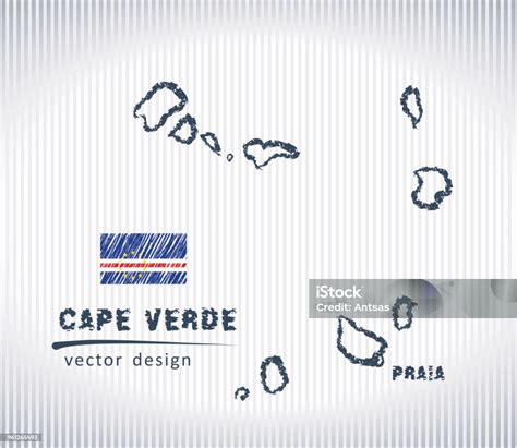 Ilustración De Cabo Verde Nacional Vector Dibujar Mapa Sobre Fondo