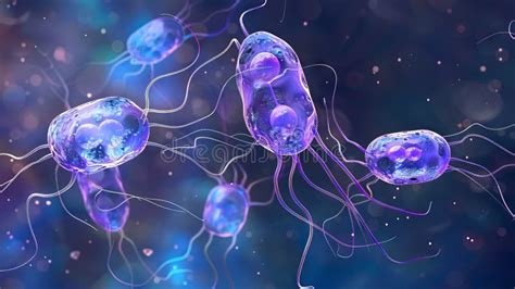 Grappe De Giardia Lamblia Sous Microscope Parasites Protozoaires Avec