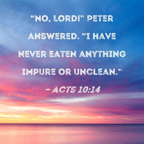Acts 1014 No Lord Peter Answered I Have Never Eaten Anything
