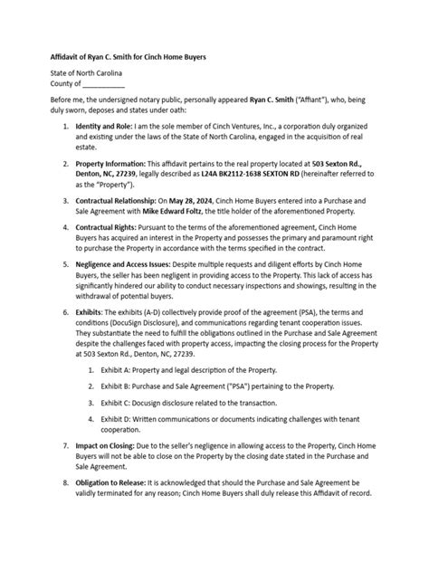 Affadavit 503 Sexton Rd 1 Pdf Title Insurance Private Law