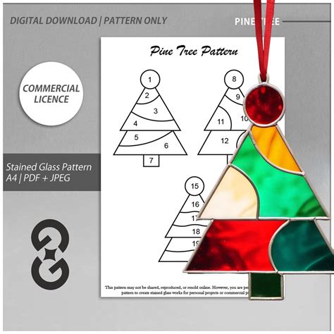 Christmas Tree Stained Glass Patterns 3 Unique Designs Digital Download Pdf And  Etsy