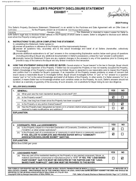 Fillable Online Sellers Property Disclosure Statement Fax Email Print