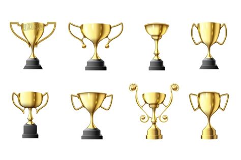 골든 트로피 컵 위너스 트로피 1위 광택 골드 컵 및 우승 스포츠 상 벡터 일러스트 세트 1위에 대한 스톡 벡터 아트 및 기타 이미지 Istock