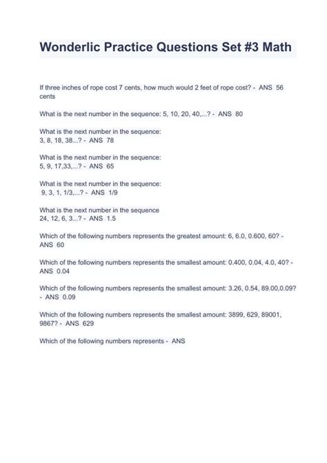 Wonderlic Practice Questions Set 3 Math Answered Wonderlic