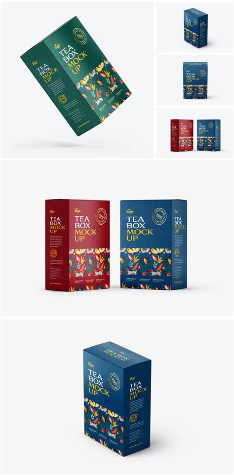 Tea Box Packaging Mockups Psd Set