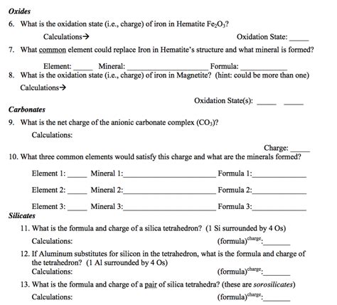 Solved Oxides 6 What Is The Oxidation State Ie Charge