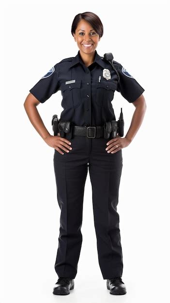 Premium Photo A Female Police Officer With Her Hands On Her Hips