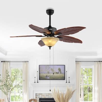 Poinciana Coastal Iron Wood Palm Leaf Brown Ceiling Fans At