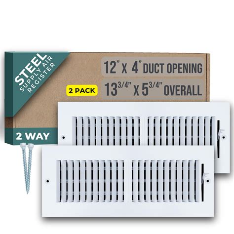 2 Pack Fits 12x4 Duct Opening 2 Way Steel Air Supply