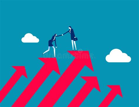 Assistance Business Mentor Help Coworker To Climb Growth Arrow Chart