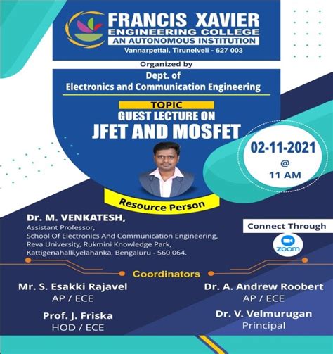 Guest Lecture JFET MOSFET News Events Francis Xavier Engineering College Tirunelveli