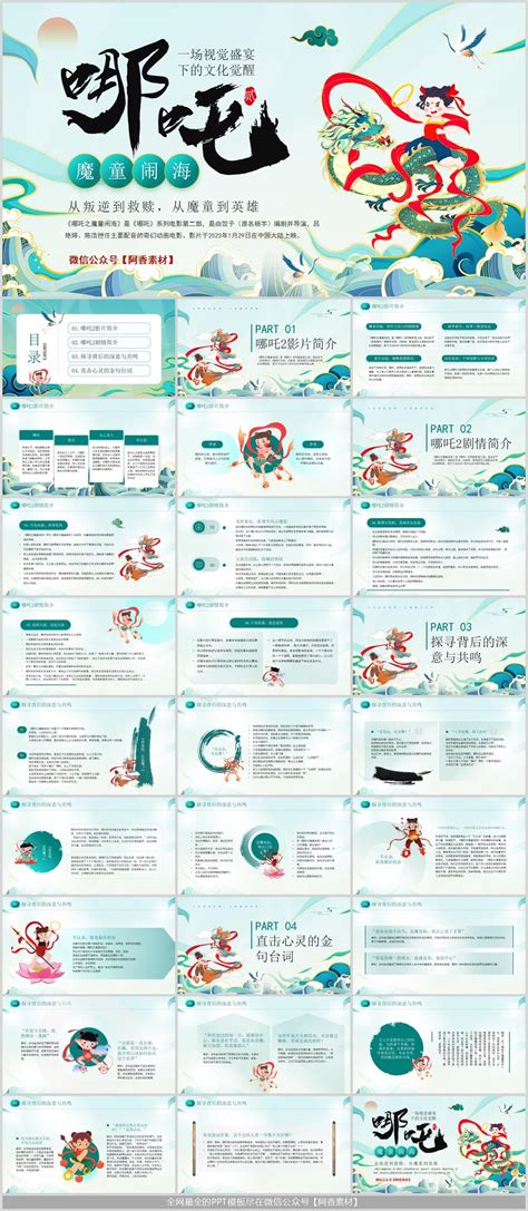 【1862期】全网火爆！哪吒2之魔童闹海主题ppt模版，yyds 哔哩哔哩