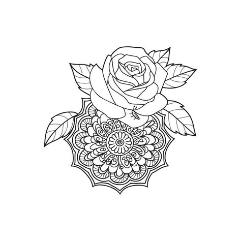 A Rose And Mandala Coloring Page 52370709 Vector Art At Vecteezy
