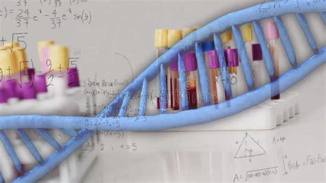Animation Of Samples In Lab And Dna Strand Over Mathematical Equations