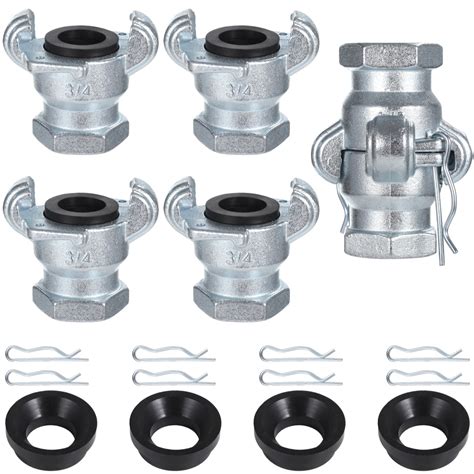 4 Sets 3 4 Inch Npt Female Iron Air Hose Fittings With Safety Clips