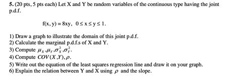5 20pts 5 Pts Each Let X And Y Be Random