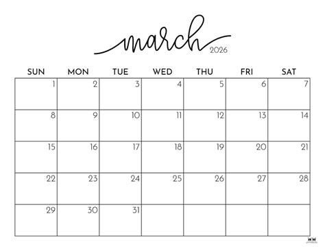 Free Printable Calendar March 2026