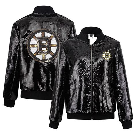 Womens Cuce Black Boston Bruins Sequin Full Zip Jacket