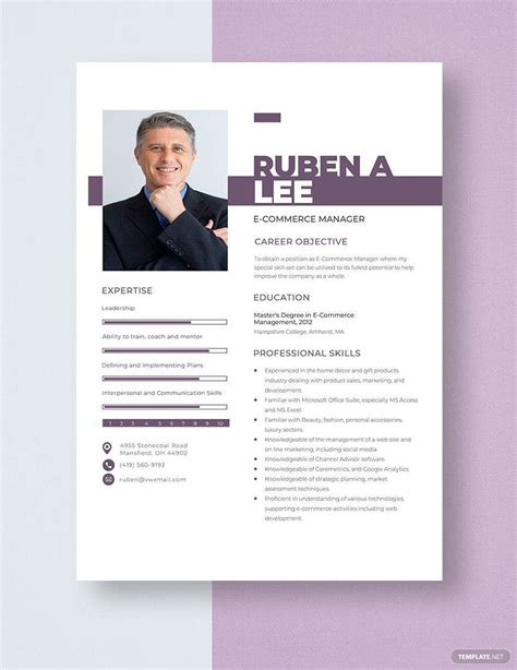 E Commerce Manager Resume In Word Pages Download